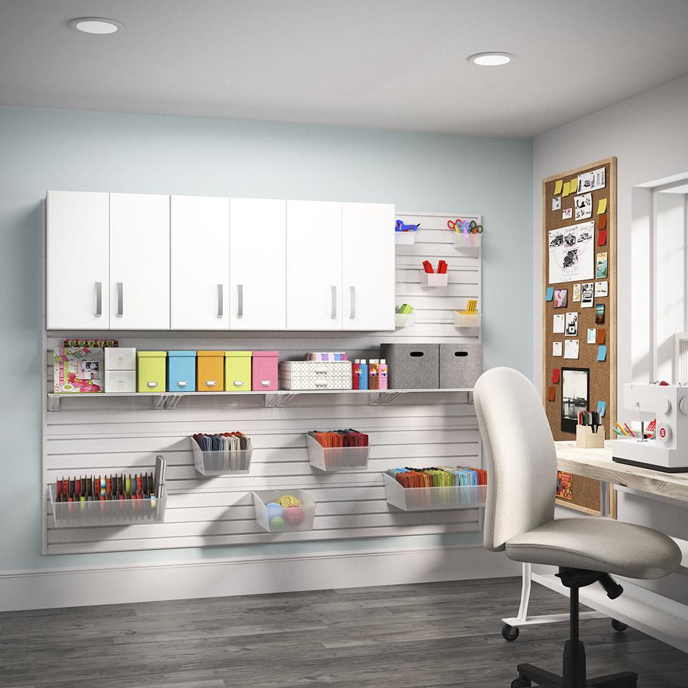 Flow Wall 3 Piece Craft Cabinet Set - White/White