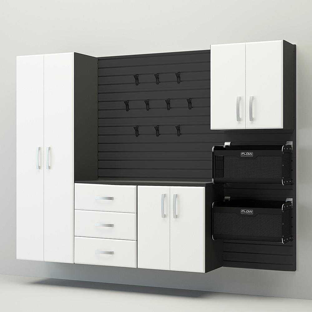 Flow Wall 5 Piece Complete Storage Cabinet Set - Black/White Carbon