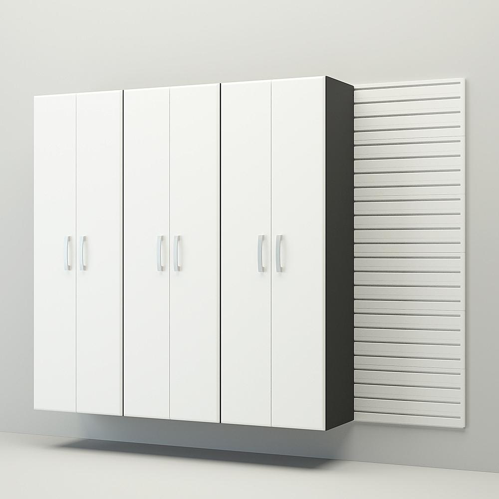 Flow Wall 3 Piece Tall Cabinet Storage Set - White/White