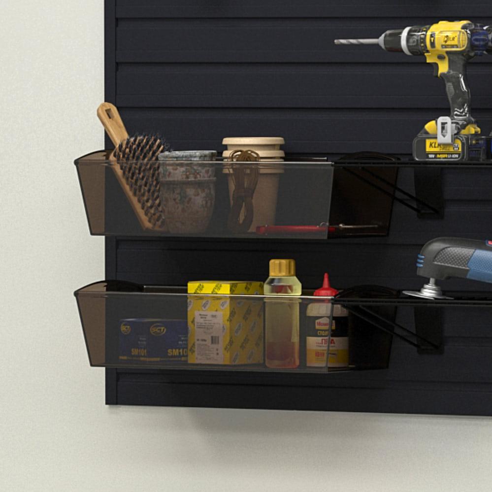 15 Piece Slatwall Panel, Shelf, Jumbo Bin, Hook Storage Set - Black ...